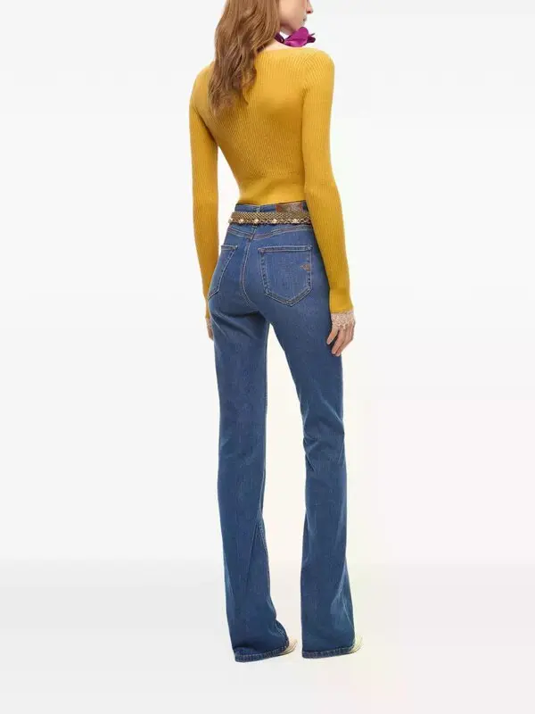 Pinko Flared-leg Jeans With Classic Five Pockets And Pressed Crease