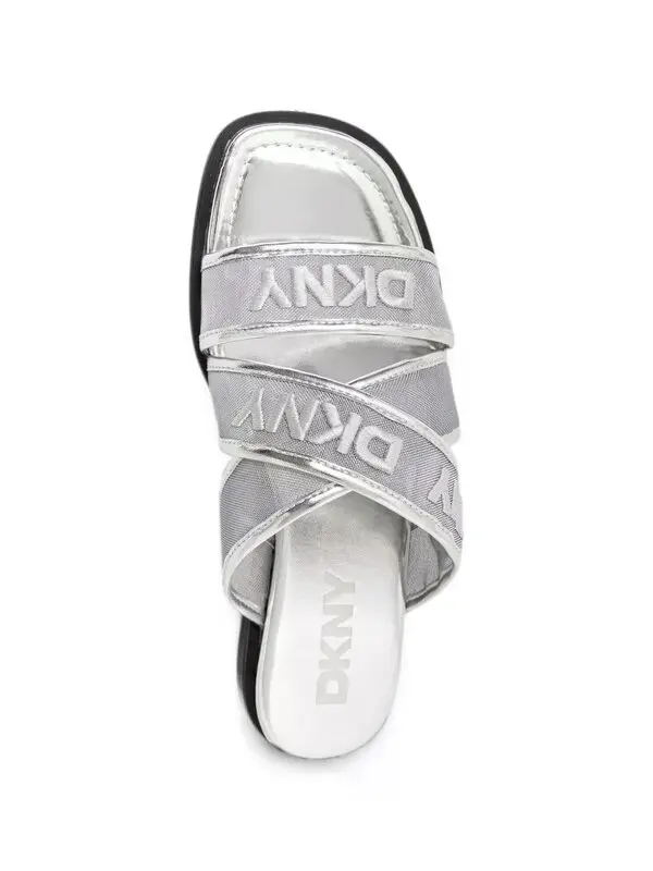 Dkny Cerelia Logo-embroidered Crossover-strap Slides