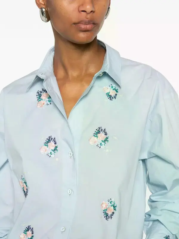 FORTE_FORTE Floral-embroidered Long-sleeve Shirt