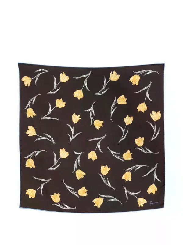 Jacquemus Tulip-print Square Scarf - Black