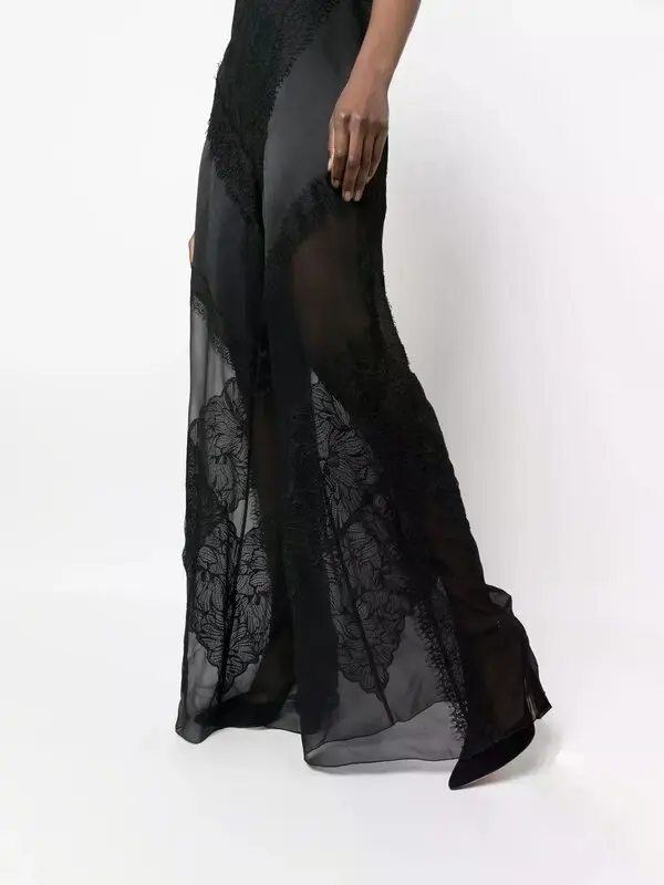 Alberta Ferretti Lace-panelled Silk Jumpsuit