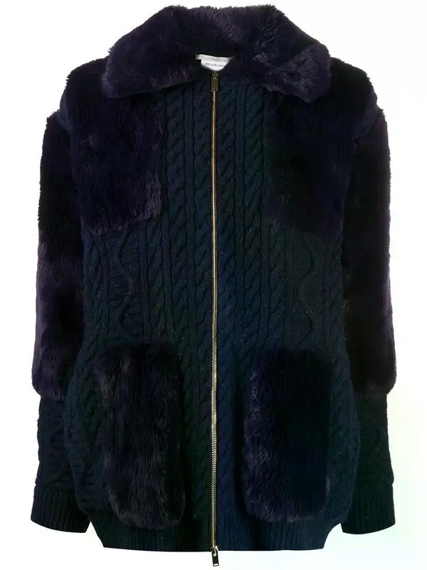 Stella McCartney Cable-knit Faux-fur Cardigan