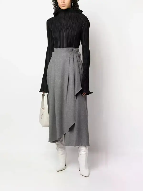 Alberta Ferretti Drape-detail High-waist Culottes - Grey