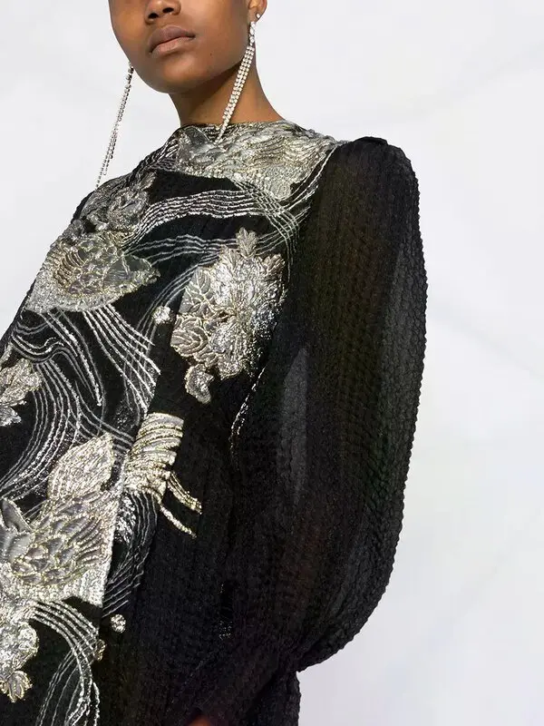 Alberta Ferretti Appliquéd Poet-sleeve Gown