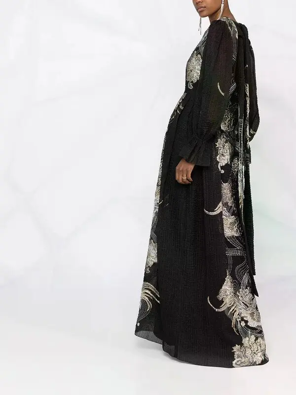 Alberta Ferretti Appliquéd Poet-sleeve Gown