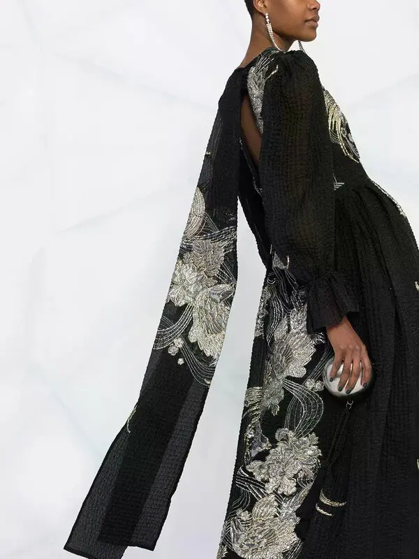 Alberta Ferretti Appliquéd Poet-sleeve Gown