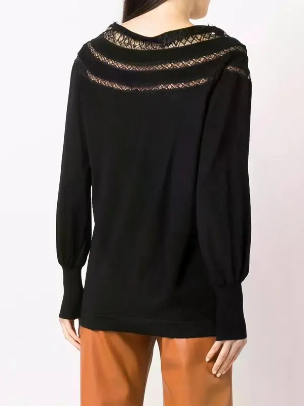Alberta Ferretti Mesh-insert Knitted Top
