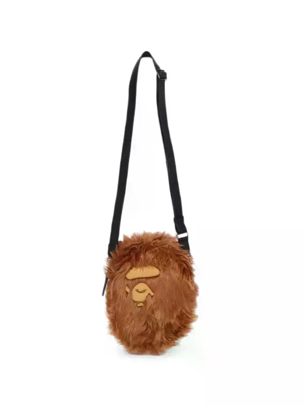A BATHING APE Ape Head Faux-fur Messenger Bag - Brown