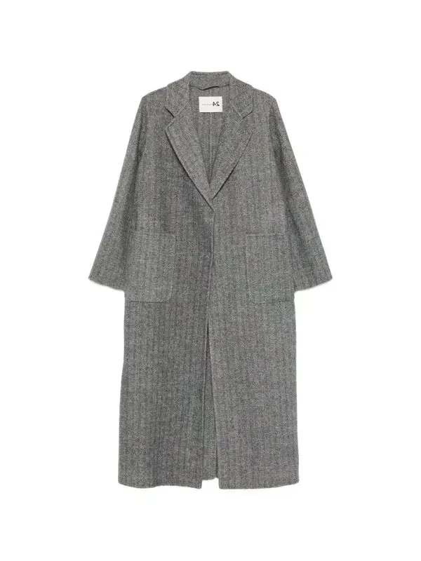 MANZONI 24 Herringbone-pattern Notch-lapels Coat - Grey