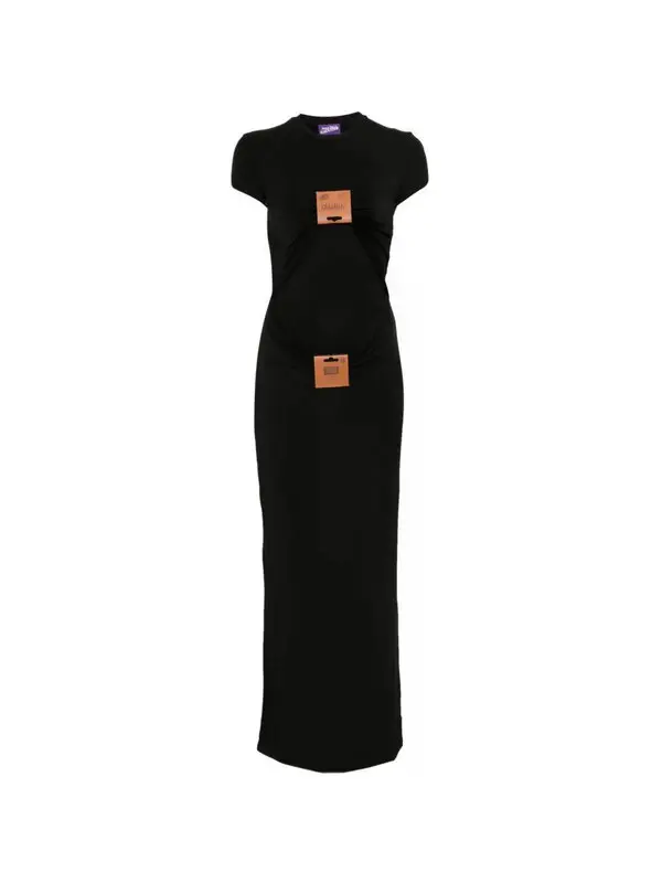 JEAN PAUL GAULTIER Logo Patch Gathered Maxi Dress - Black