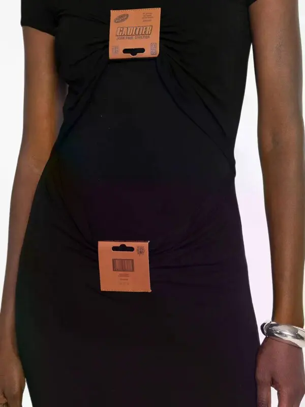 JEAN PAUL GAULTIER Logo Patch Gathered Maxi Dress