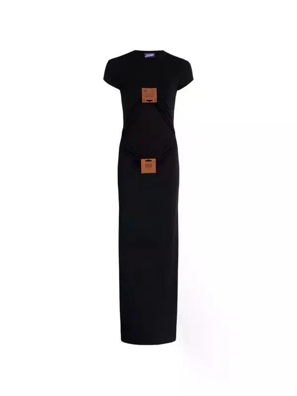 JEAN PAUL GAULTIER Logo Patch Gathered Maxi Dress - Black