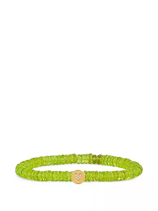 SYDNEY EVAN Peridot And Diamond Heart-charm Bracelet