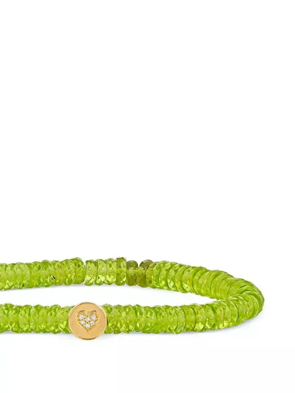 SYDNEY EVAN Peridot And Diamond Heart-charm Bracelet
