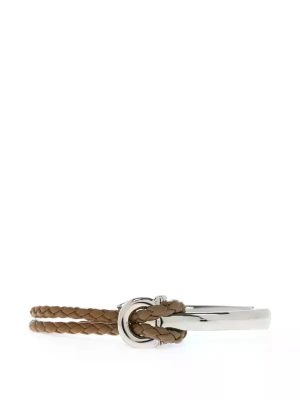 FERRAGAMO Gancini Braided-leather Bracelet - Silver