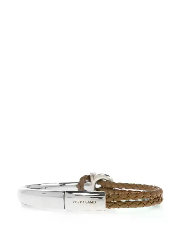 FERRAGAMO Gancini Braided-leather Bracelet