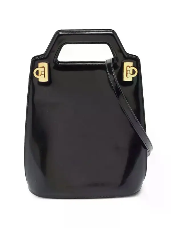 FERRAGAMO Wanda North South Tote Bag With Gancini Hardware - Black