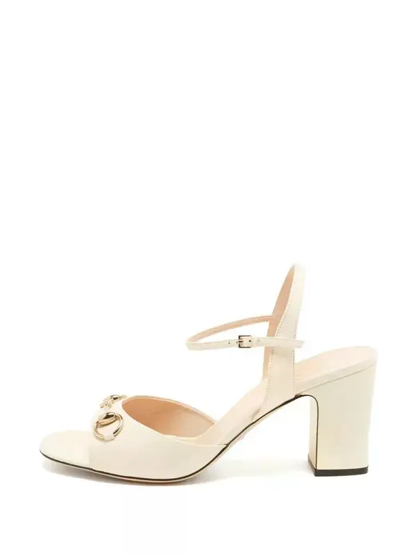 Gucci Lady Horsebit Block Heel Sandals - Neutrals