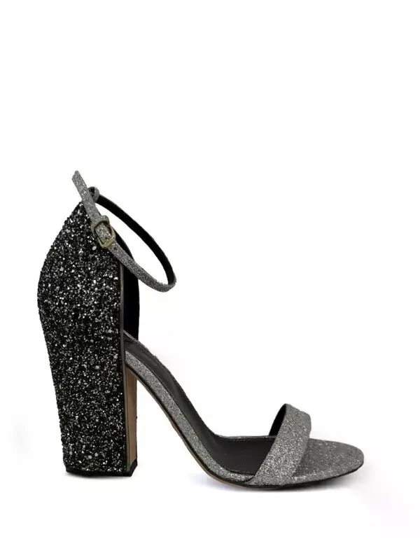 SERGIO ROSSI Glitter Block-heel Sandals - Silver