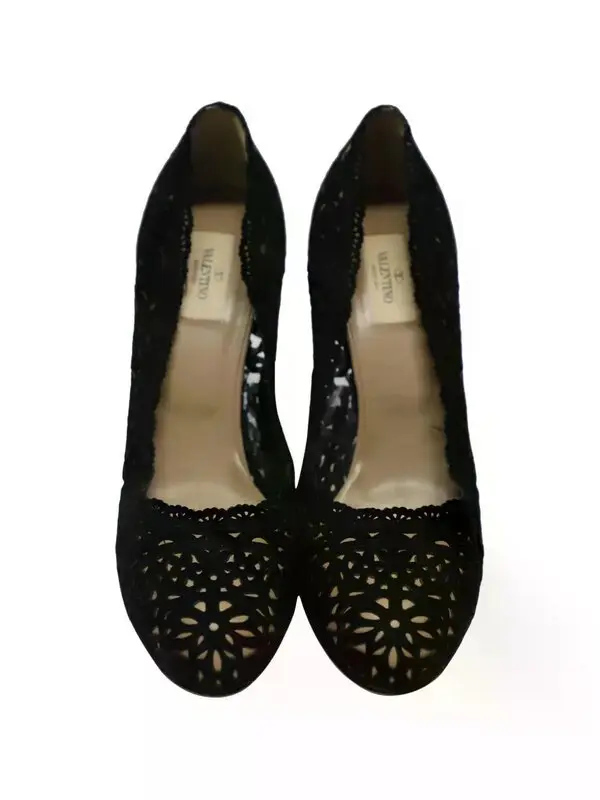 Valentino Garavani Suede Laser Cut Stiletto Pumps