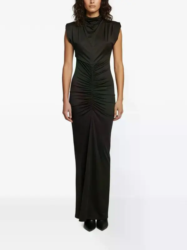 Victoria Beckham Ruched High-neck Maxi Dress - Black
