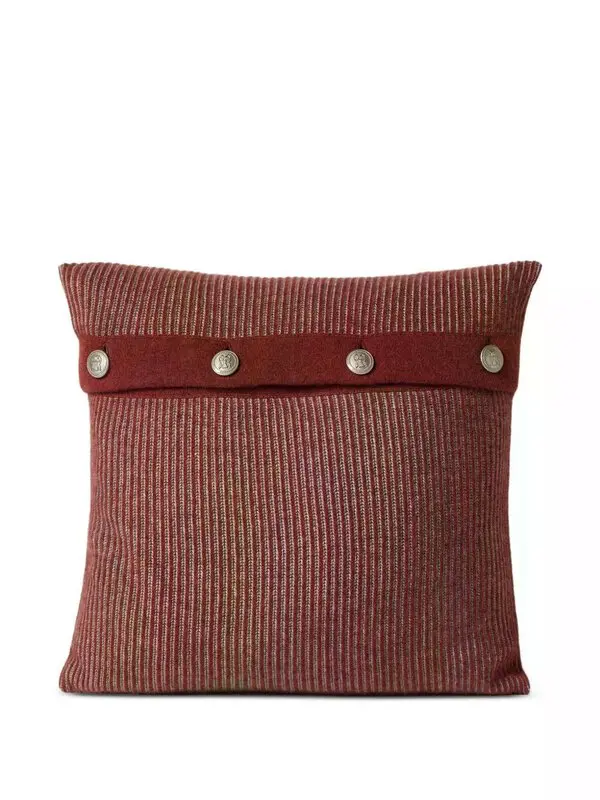 Brunello Cucinelli Cashmere Vanisé Rib Knit Cushion With Metal Buttons - Red