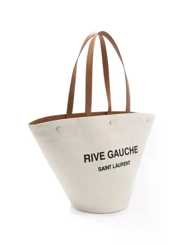 Saint Laurent 2022 Rive Gauche Trapezoid Tote Bag - Neutrals
