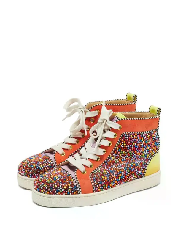 CHRISTIAN LOUBOUTIN Louis Strass Embellished High-top Sneakers
