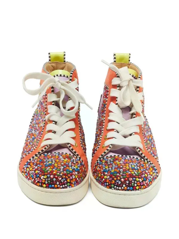 CHRISTIAN LOUBOUTIN Louis Strass Embellished High-top Sneakers