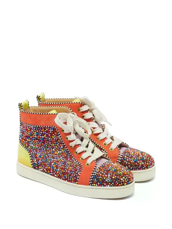 CHRISTIAN LOUBOUTIN Louis Strass Embellished High-top Sneakers