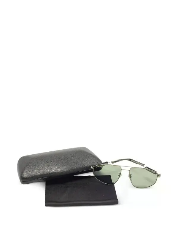 Balenciaga Double-bridge Pilot Sunglasses - Silver