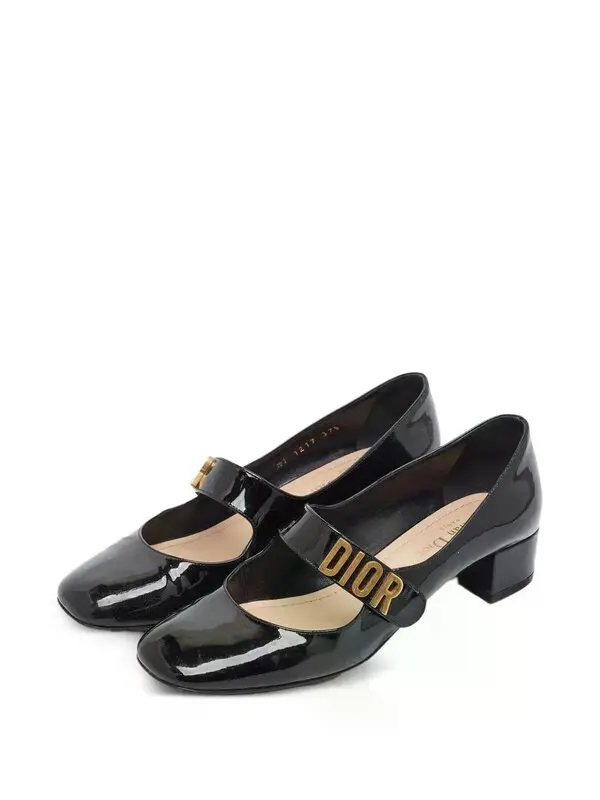 Dior Patent Leather Logo Lettering Mary Jane Pumps