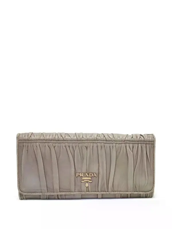 Prada Pleated Continental Wallet - Neutrals