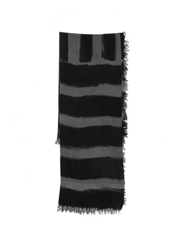 Faliero Sarti Striped Frayed Scarf - Black