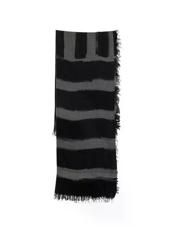 Faliero Sarti Striped Frayed Scarf - Black