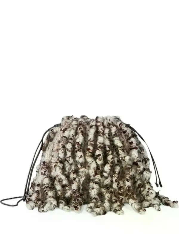 Brunello Cucinelli Dazzling Twist Embroidery Pouch Bag With Precious Chain