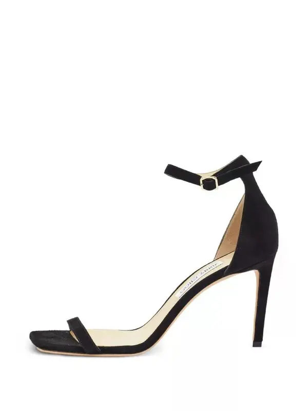 JIMMY CHOO Suede Ankle Strap Stiletto Sandals - Black
