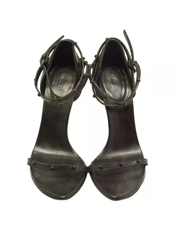 Gucci Studded Gg Canvas Stiletto Sandals