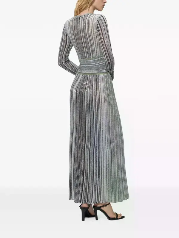 Missoni Midi Dress With V-neck In Viscose-blend Lam - Green