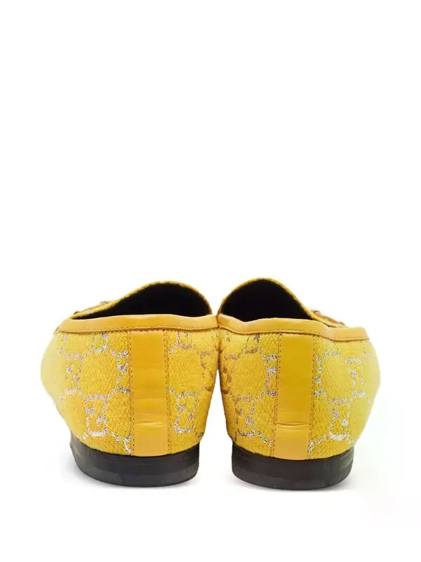 Gucci Jordaan Horsebit Loafers In Gg Supreme Canvas - Yellow