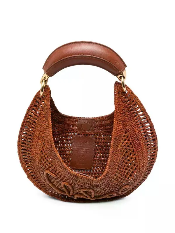Chloé Crocheted Raffia Top-handle Bag - Brown