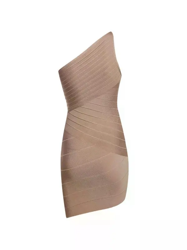 Herve Leger Asymmetrical Mini Dress - Brown
