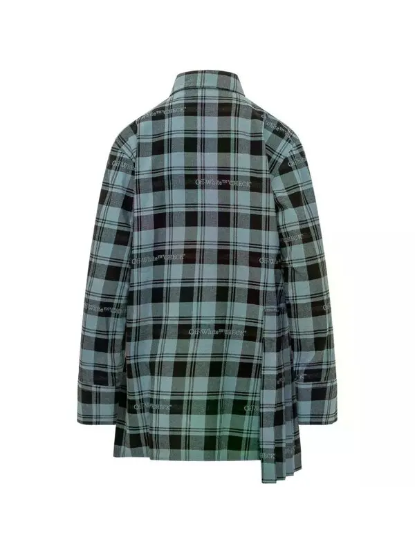 Off-White Check Pleated Dress - Blue