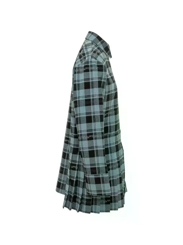 Off-White Check Pleated Dress
