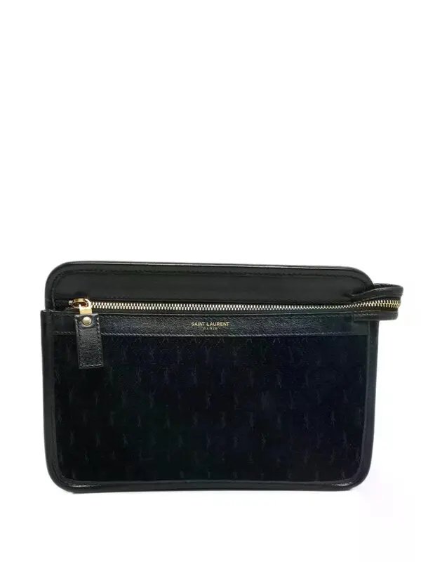 Saint Laurent Monogram-print Suede Pouch