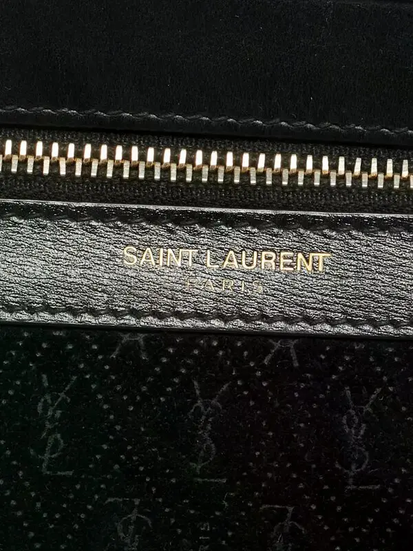 Saint Laurent Monogram-print Suede Pouch