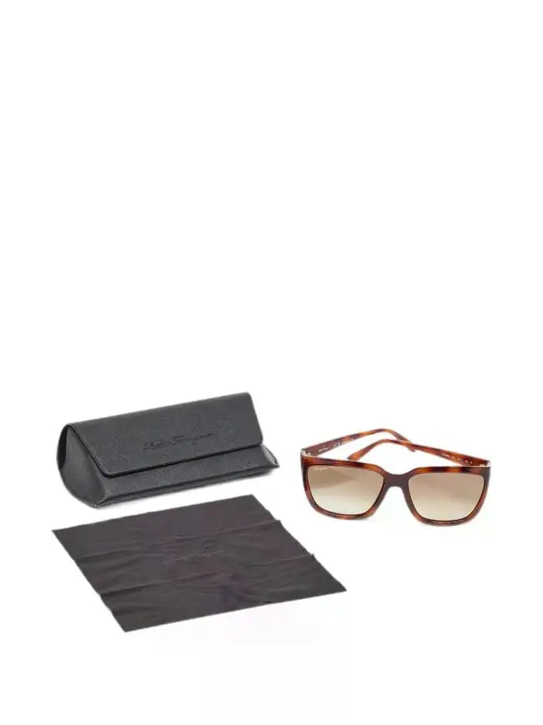 FERRAGAMO Logo-lettering Tortoiseshell-effect Sunglasses