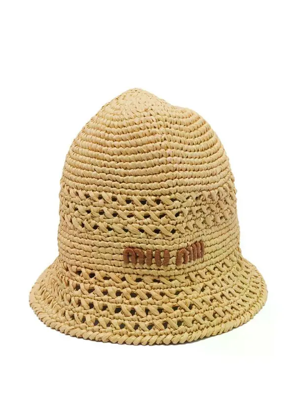 Miu Miu Crochet Logo Detail Bucket Hat