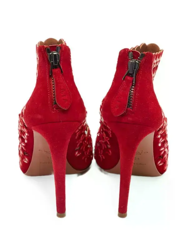 Alaïa Suede Laser-cut Floral Motif Stiletto Sandals