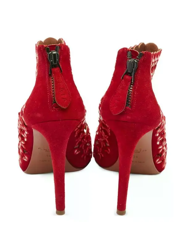 Alaïa Suede Laser-cut Floral Motif Stiletto Sandals